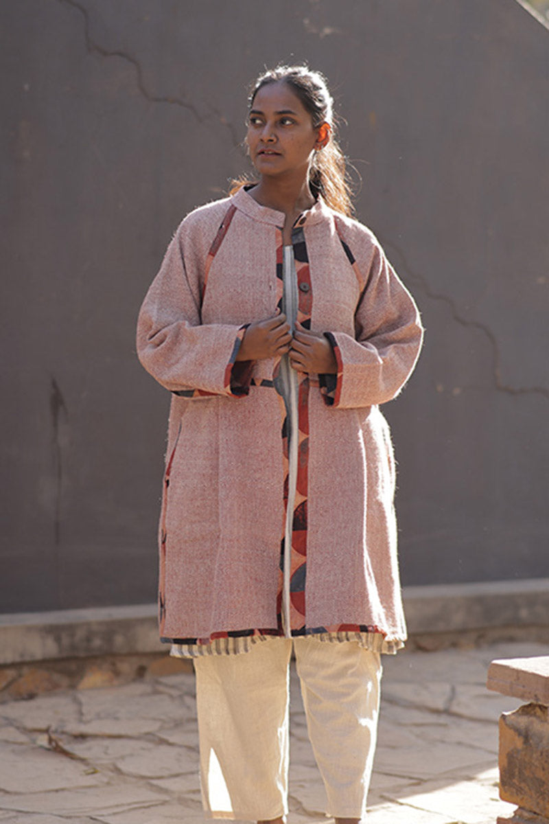 Buy Handwoven Desi oon Red kediya Coat - Khamir – khamircrafts