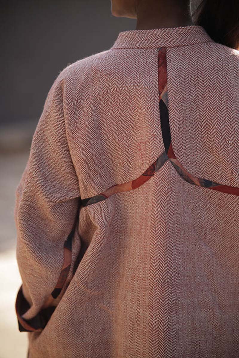 Buy Handwoven Desi oon Red kediya Coat - Khamir – khamircrafts