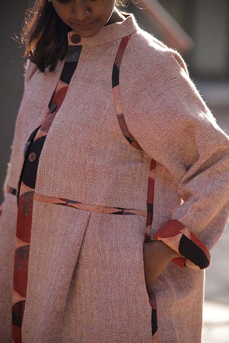 Buy Handwoven Desi oon Red kediya Coat - Khamir – khamircrafts