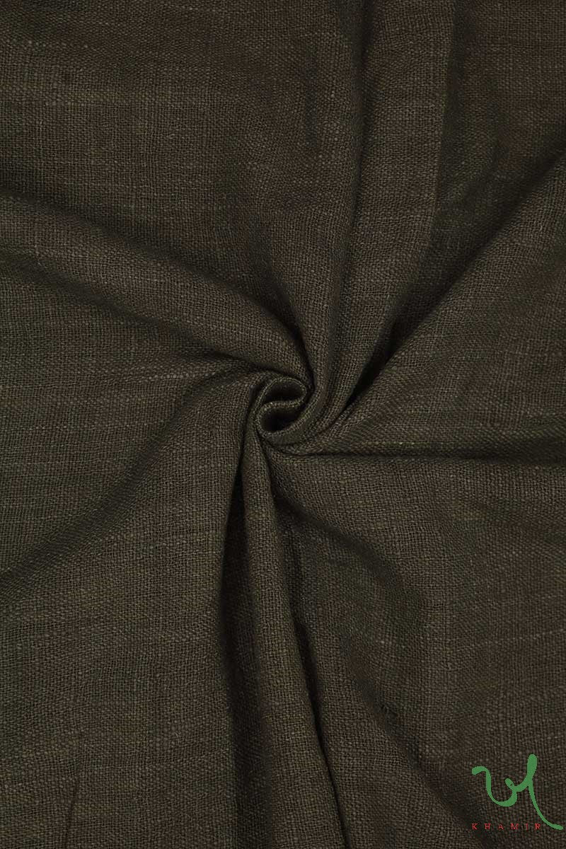 Dark Olive Peti Charkha Kala Cotton Handloom Fabric – khamircrafts