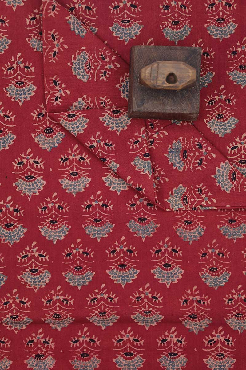 Buy Traditional Flower Red Ajrakh Fabric - Khamir – khamircrafts