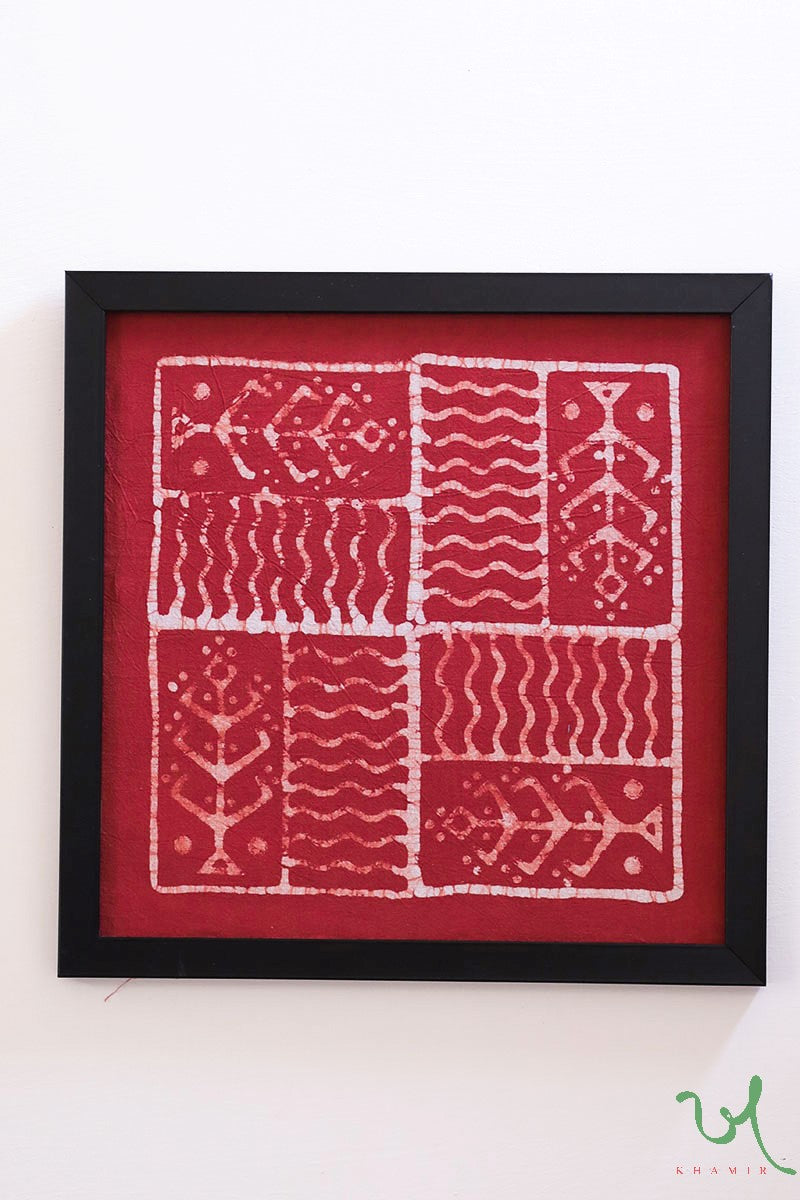 Buy Dynamic Crimson Batik Wall Art Frame - Khamir – khamircrafts