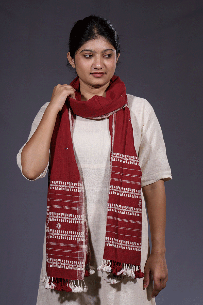 Buy Marun Kala Cotton Tangliya Stole - Khamir – khamircrafts