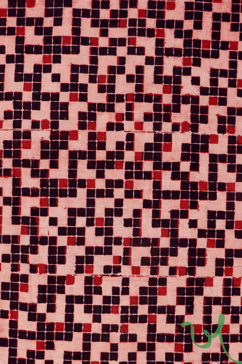 Buy Red Black Tetris Block Fabric Ajrakh - Khamir – khamircrafts